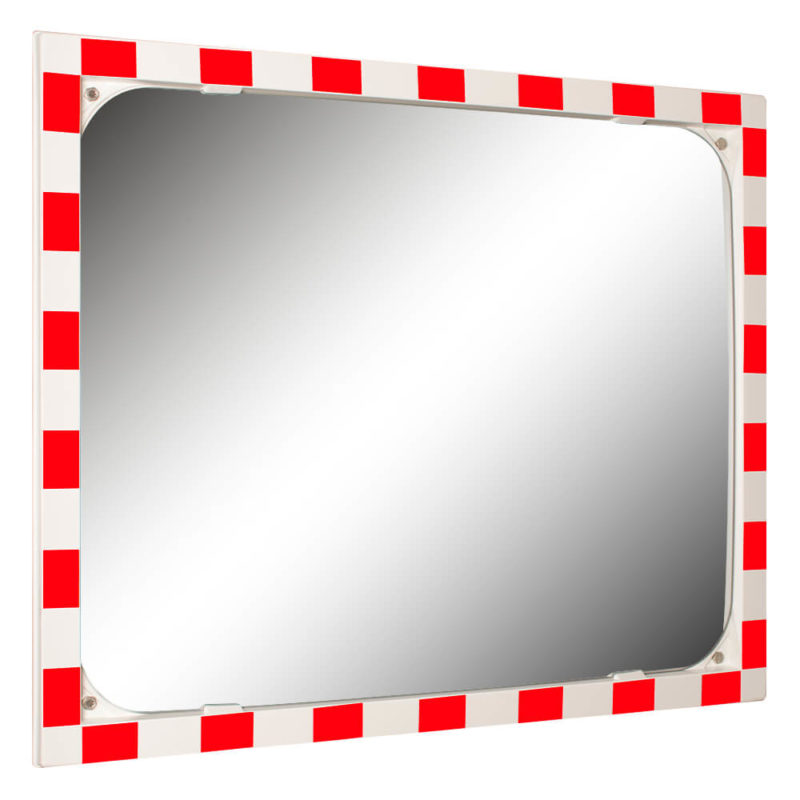 DIAMOND Verkehrsspiegel, SEKURIT-Sicherheitsglas, rot/weiß, 100 x 80 cm ...